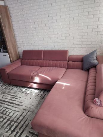 Różowy wypoczynek do salonu welurowy Laurence 275x205 cm prawy ...