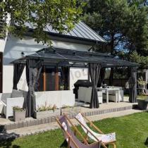 Aluminiowa altana ogrodowa 3x6 z dachem PVC i zasłonami - Havero ...