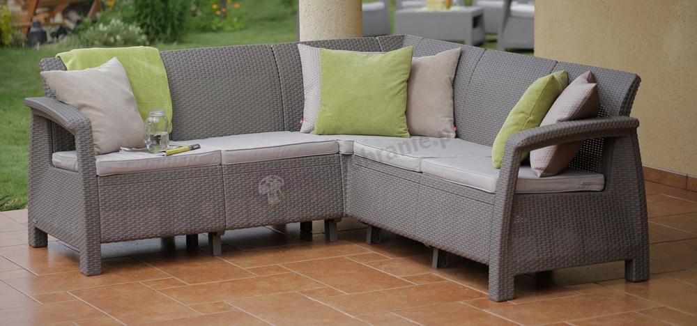 Curver Corfu Relax Set cappuccino narożnik tarasowy - Meblobranie.pl