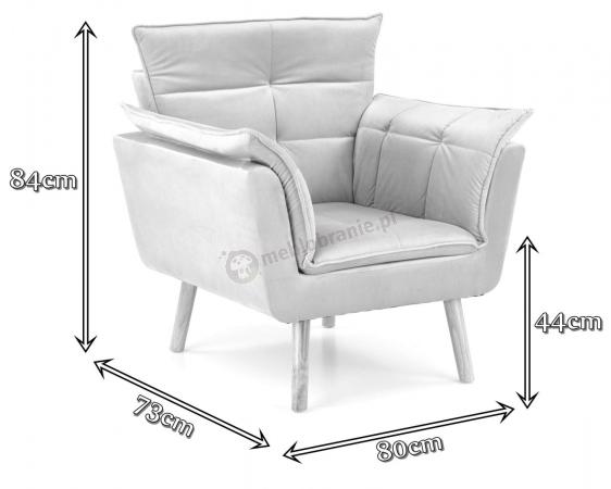 Halmar REZZO jasnoszary welurowy fotel wypoczynkowy - Meblobranie.pl