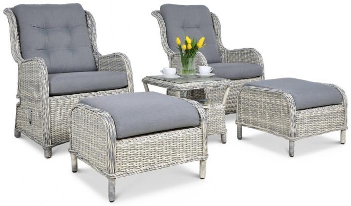 Regulowane fotele ogrodowe technorattanowe Sienna Duo Premium White ...