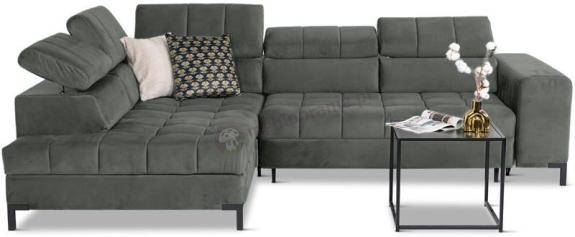 Nowoczesny szary narożnik z funkcją spania 284x200 cm Arte Monolith 92 ...