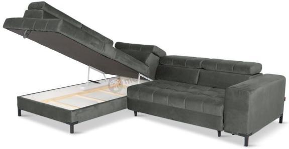 Nowoczesny szary narożnik z funkcją spania 284x200 cm Arte Monolith 92 ...