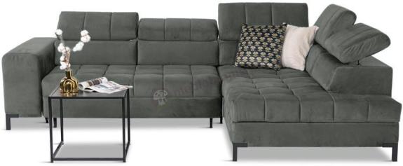 Elegancki szary narożnik rozkładany 284x200 cm Arte Monolith 92 prawy ...