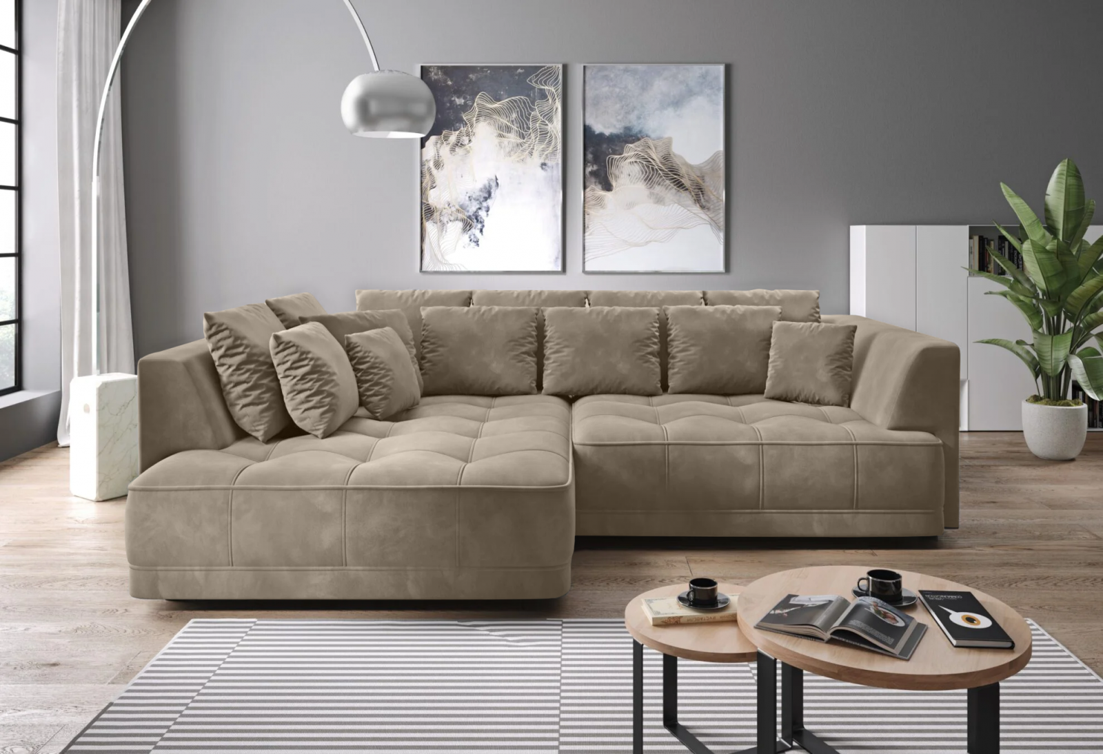 Narożnik Tiga z elektrycznie regulowanym siedziskiem 286x207cm lewy ...