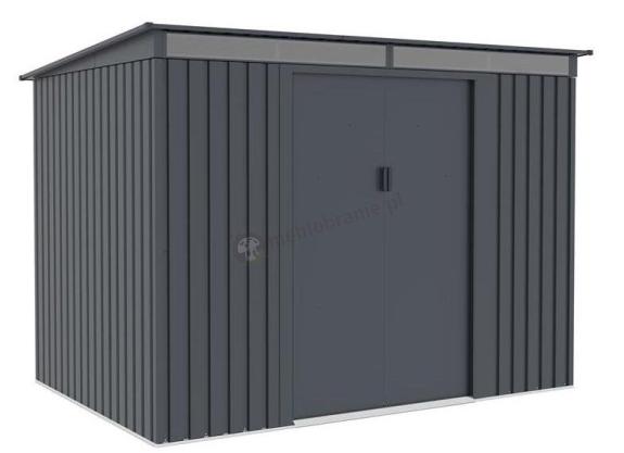 Grafitowy domek narzędziowy z metalu Kaggen 261x181cm - Meblobranie.pl