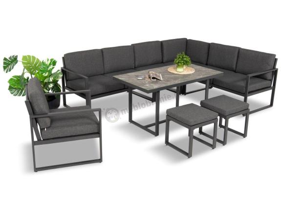 Aluminiowy zestaw ogrodowy z modułowym narożnikiem Kari grafitowy ...