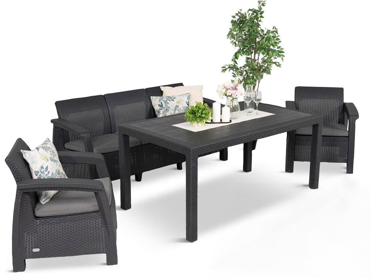 Corfu Set Max Dining grafitowy zestaw ogrodowy obiadowy - Meblobranie.pl