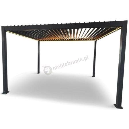 Wolnostojąca pergola na taras z oświetleniem LED Nefir 3x4 - Antracite ...